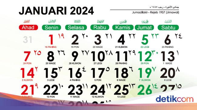 Link Kalender Hijriah 2024 PDF, Lengkap dengan Weton dan Tanggal Merah