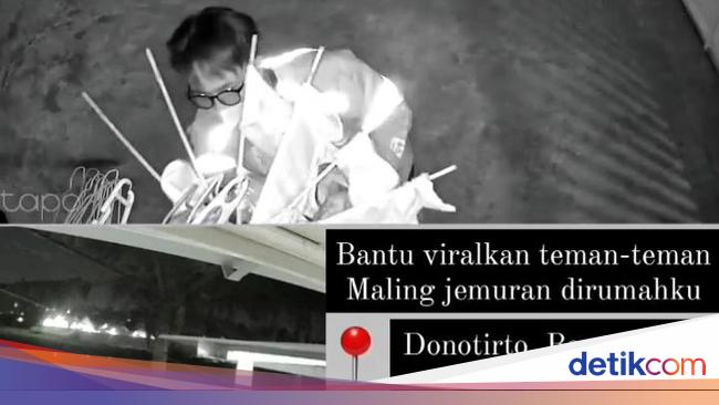 Terekam CCTV! Pria Curi Jemuran Celana Dalam di Bantul