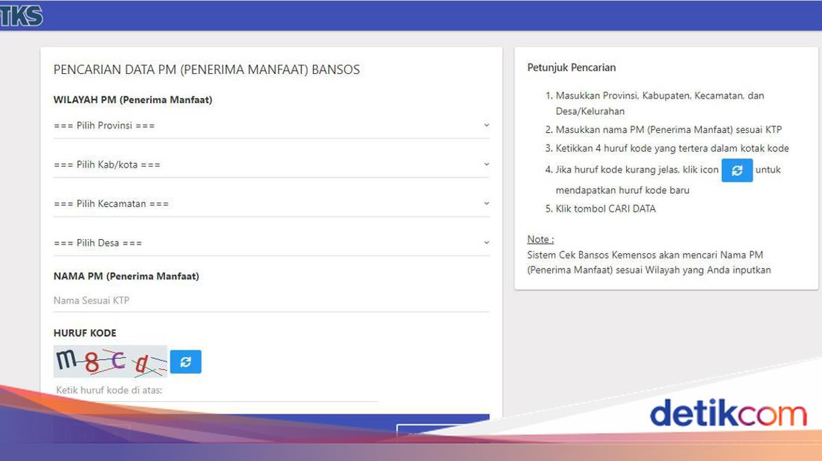 Link Cek Bansos PKH BPNT Oktober 2025 di https://cekbansos.kemensos.go.id/