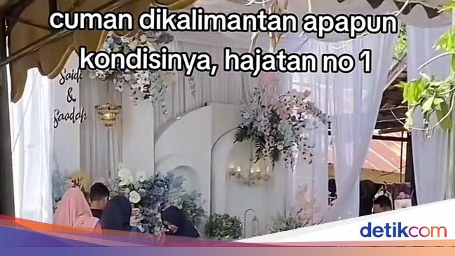 Viral Pernikahan di Tengah Banjir Tamu Tetap Santuy Santap Hidangan