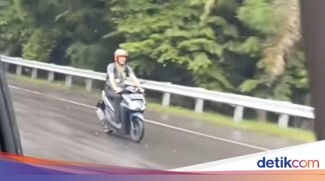 Momen Bule Naik Motor Nyasar Masuk Tol Makassar gegara Ikuti Google Maps