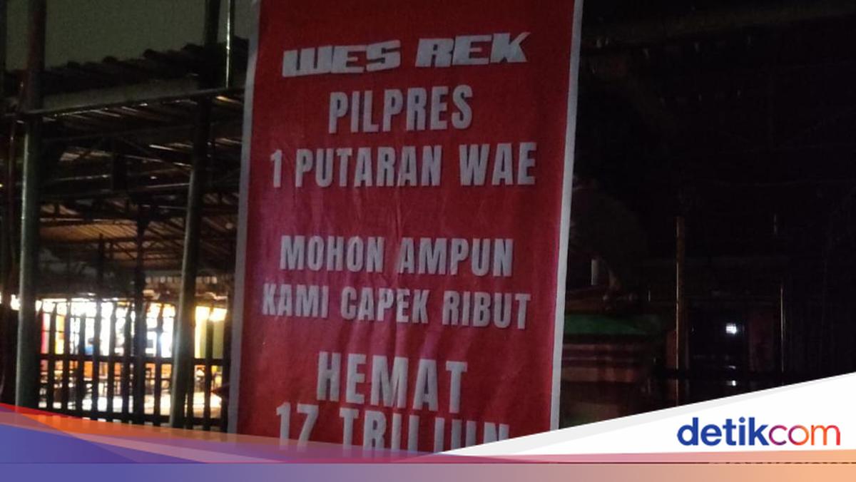 Muncul Spanduk 'Pilpres Satu Putaran Wae' di Surabaya, Siapa yang Pasang?
