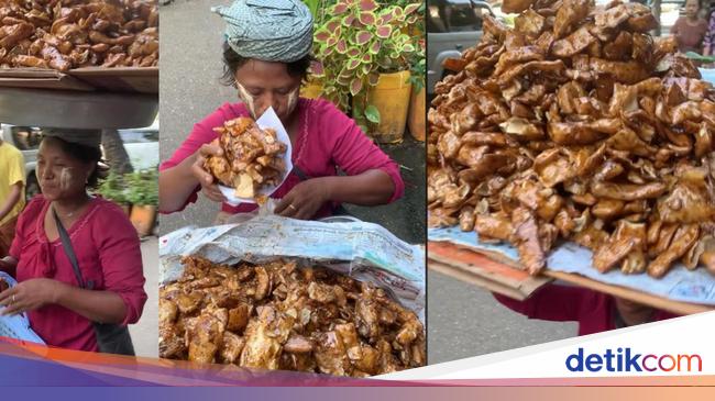 Penjual Keripik Singkong di Myanmar Ini Taruh Dagangan di Atas Kepala