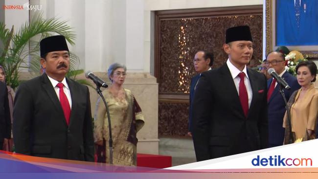 AHY-Hadi Resmi Dilantik Jokowi Jadi Menteri ATR dan Menko Polhukam