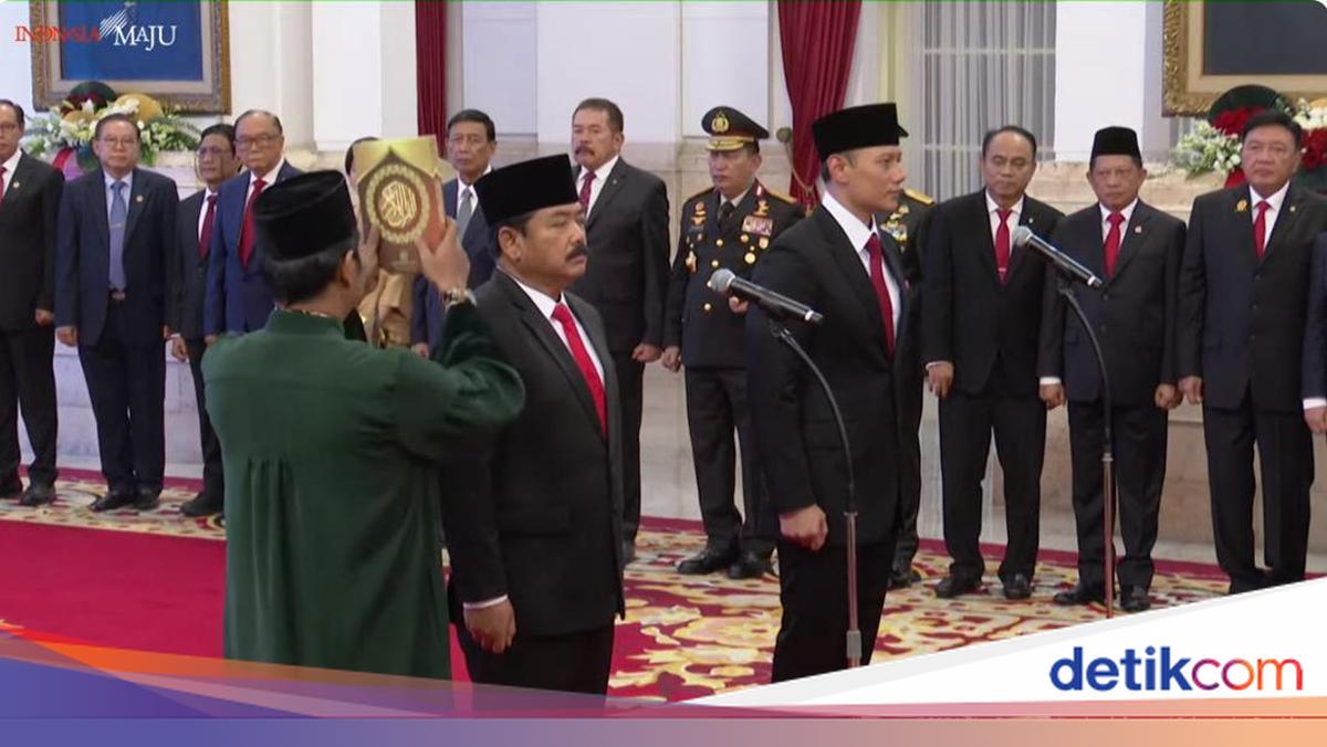 Jokowi Resmi Lantik Hadi Jadi Menko Polhukam dan AHY Jadi Menteri ATR