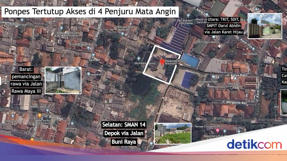 Potret Udara Ponpes di Depok yang Tak Punya Akses di 4 Penjuru Mata Angin