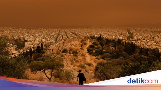 Potret Langit Yunani Berubah Oranye Gegara Debu Gurun Sahara Potret Langit Yunani Berubah Oranye Gegara Debu Gurun Sahara