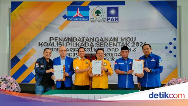 Golkar, PAN dan Demokrat Teken MoU Menangkan Jaro Ade di Pilbup Bogor