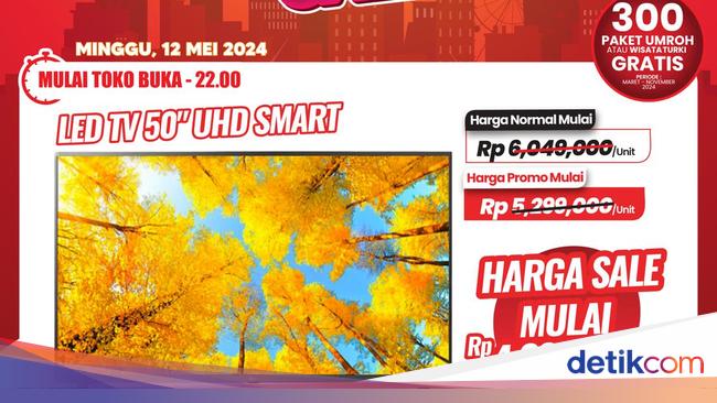 TV LED UHD Smart TV Ada Diskon Gede di Transmart Full Day Sale