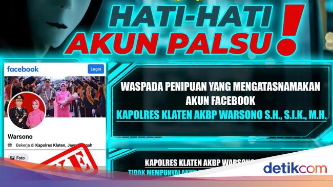 Hat-hati! Akun Palsu Catut Nama Kapolres Klaten Bergentayangan di Medsos