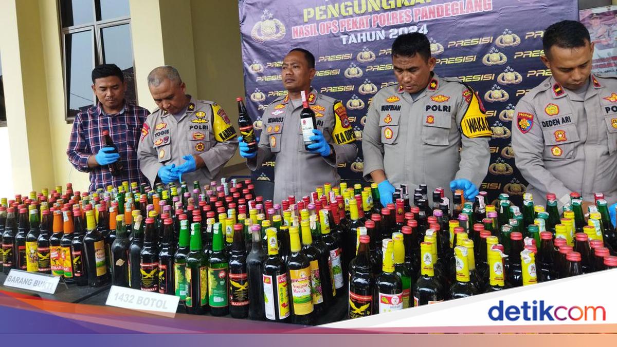 Polres Pandeglang Sita 1.432 Botol Miras, 9 Penjual Disanksi Tipiring
