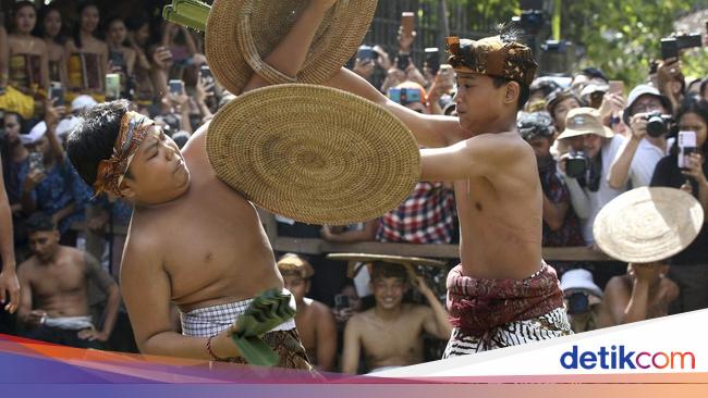 Aksi Berani Pria di Bali Ikut Perang Pandan Berduri