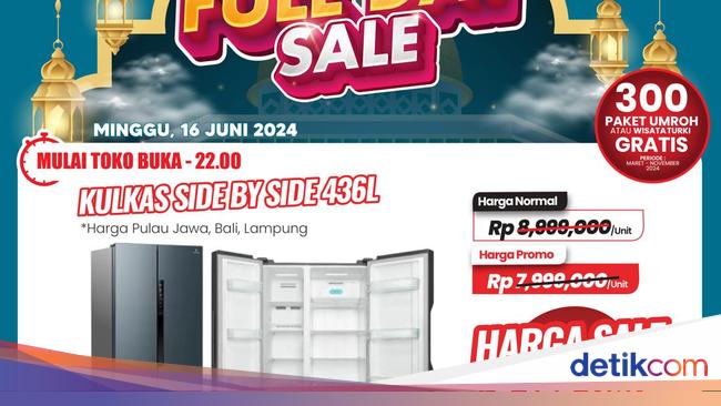 Kulkas Side By Side 436L di Transmart Full Day Sale Diskon Rp 2,5 Juta