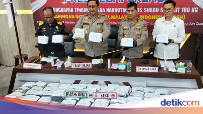 Polisi Tangkap 2 Pemasok 180 Kg Sabu dari Malaysia ke Aceh