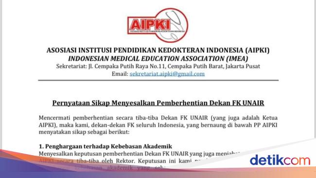 Asosiasi IPKI Sesalkan Pemberhentian Dekan FK Unair