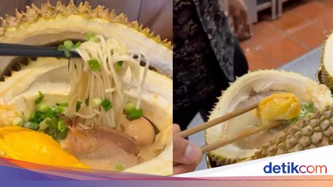 Unik! Ramen Topping Durian Disajikan dalam Buah Utuh