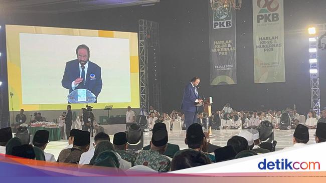 Di Harlah PKB, Surya Paloh Puji Dasco Gerindra 'The Rising Star'