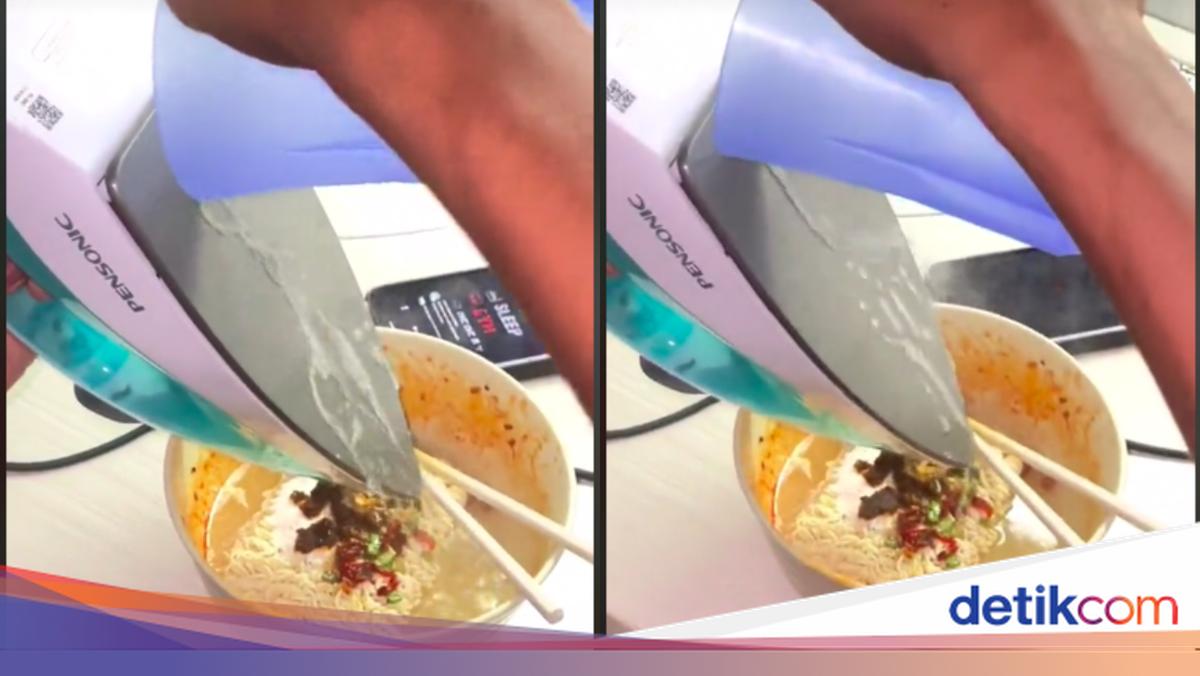 Kreatif! Mahasiswa Ini Masak Mie Instan Pakai Setrikaan