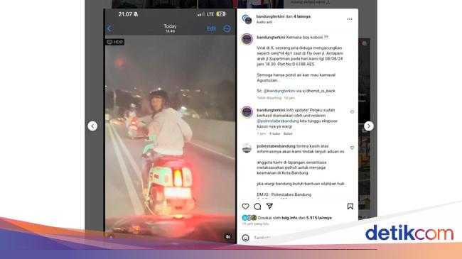 Heboh Aksi 'Koboi' Acungkan Pistol di Flyover Supratman
