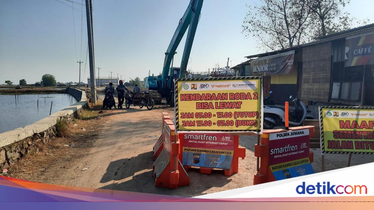Jalan Tambat Juwana Pati yang Amblas Diperbaiki, Ditutup 45 Hari