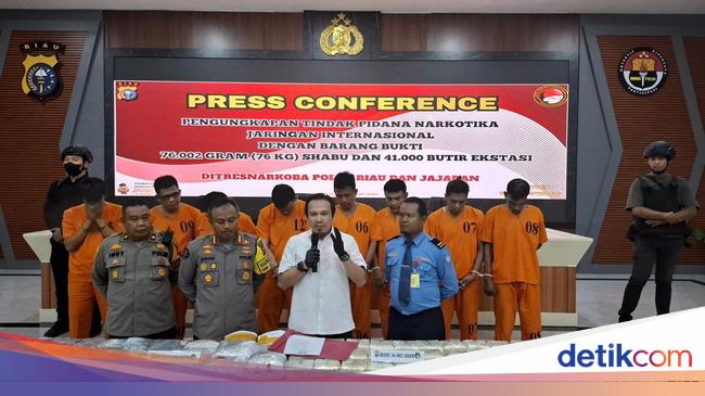 Polda Riau Ungkap 76 Kg Sabu-41 Ribu Butir Ekstasi dalam Sepekan