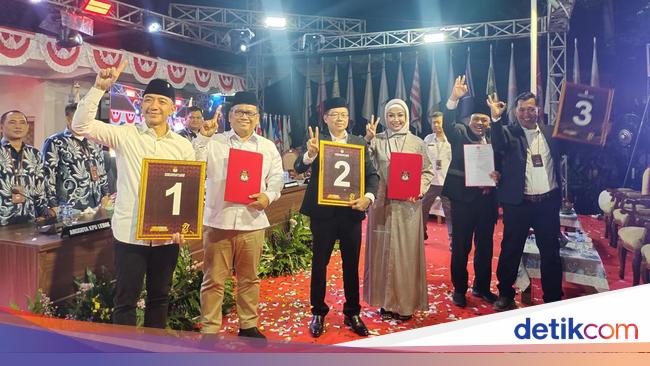 Nomor Urut Pilbup Lebak: Hasbi-Amir 1, Dede-Virnie 2, Sanuji-Dita 3