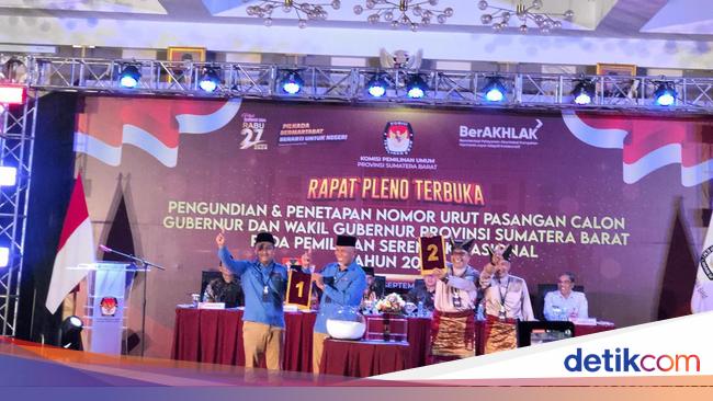 KPU Undi Nomor Urut 2 Paslon Pilgub Sumbar, Ini Hasilnya
