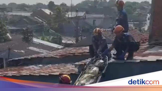 Damkar Evakuasi Pekerja Bangunan Tewas Tersetrum Saat Perbaiki Atap di Bogor