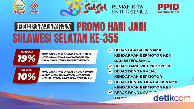 HUT ke-355 Sulsel, Bapenda Beri Diskon Pajak Kendaraan Bermotor hingga 19%
