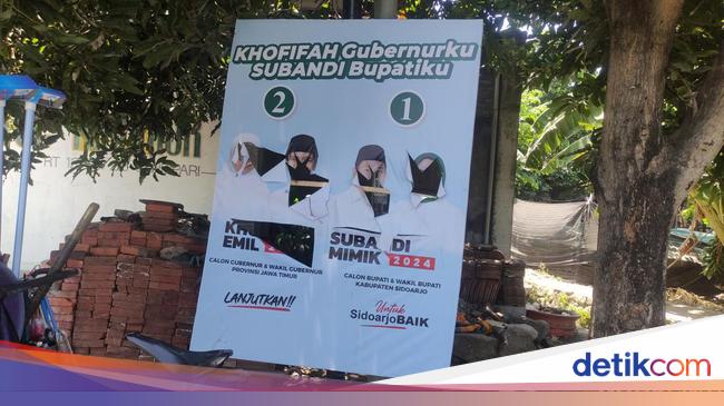Baliho Khofifah-Emil dan Subandi-Mimik Dirusak OTK di Sidoarjo