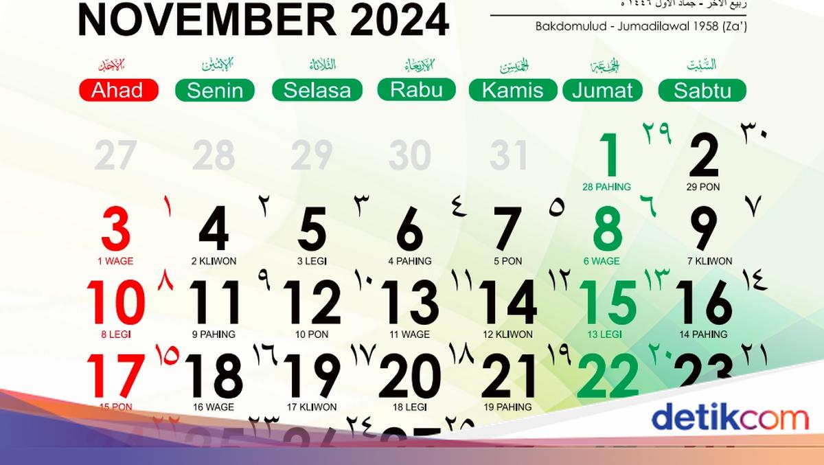 Kalender Jawa November 2024 Lengkap dengan Pasaran dan Weton
