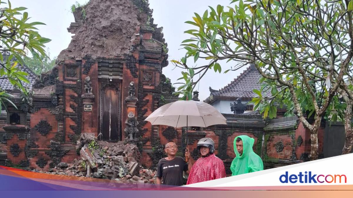 Dihajar Hujan Badai, Candi Ratusan Tahun di Bali Roboh