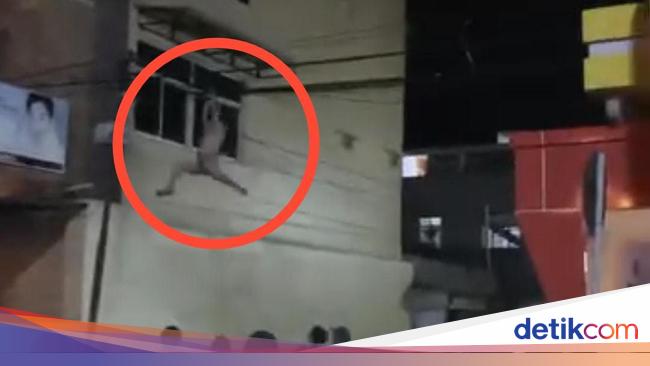 Viral Pria di Baubau Lompat dari Kamar Hotel-Bergelantungan di Kabel