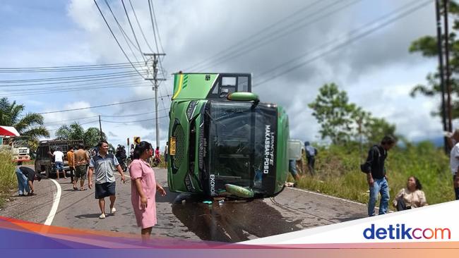 Bus Adhi Putra Makassar-Morowali Ngebut di Tikungan Sebelum Terbalik di ...