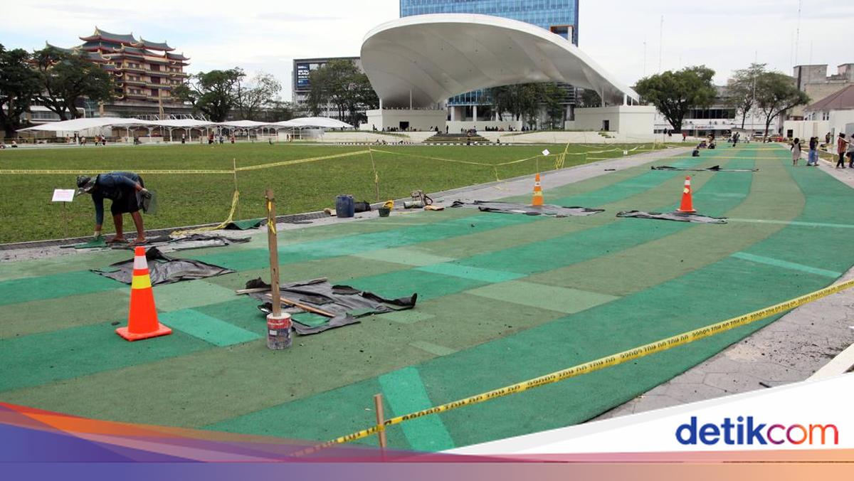 Baru Diresmikan, Lapangan Merdeka Medan Sudah Rusak