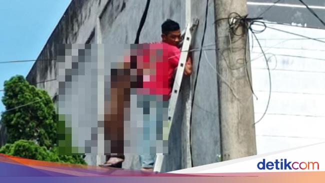 Tukang Bangunan Tergantung di Kabel Usai Tersengat Listrik Saat Mengecat Ruko