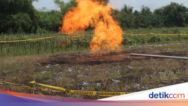 Api Pembakaran Gas Sumur Bor Setinggi 5 Meter Jadi Tontonan Warga ...
