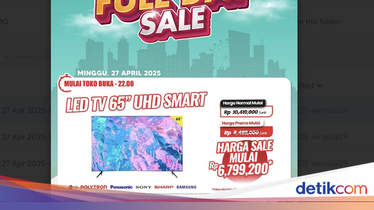 Diskon Besar-besaran Smart TV UHD 65 inch di Transmart Full Day Sale