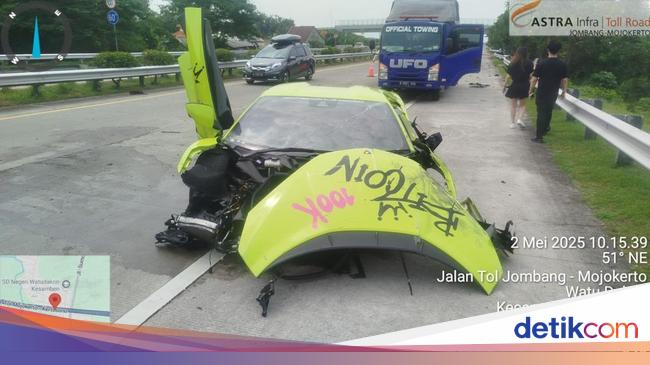 2 Orang Luka Dalam Tabrakan Lamborghini vs Ignis di Tol Jombang