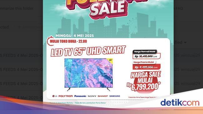 Diskon Besar-besaran Smart TV UHD 65 inch di Transmart Full Day Sale