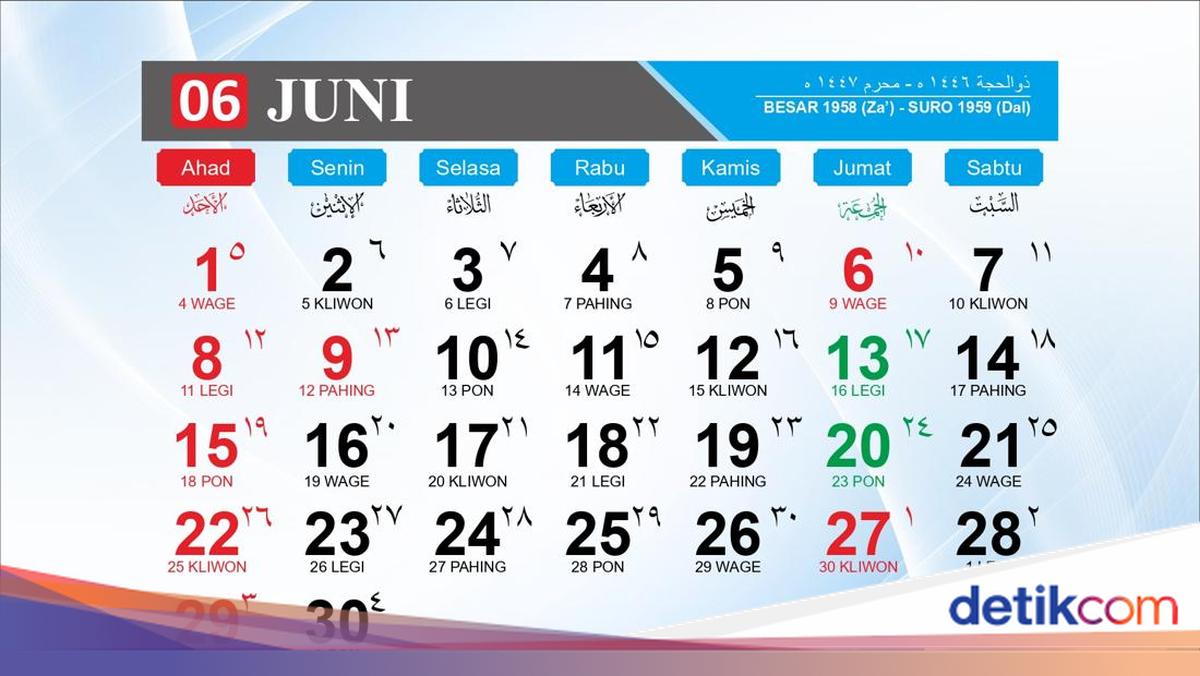 Kalender Bulan Juni 2025: Tanggal Merah dan Daftar Hari Besar