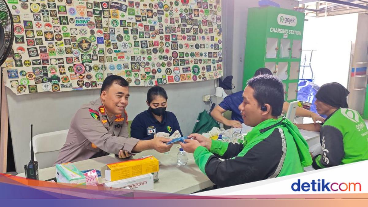 Senangnya Driver Ojol Cek Kesehatan Gratis di Layanan Polres Jakpus