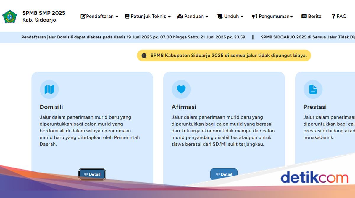 Tata Cara dan Syarat Daftar SPMB SMP Sidoarjo 2025 Jalur Domisili