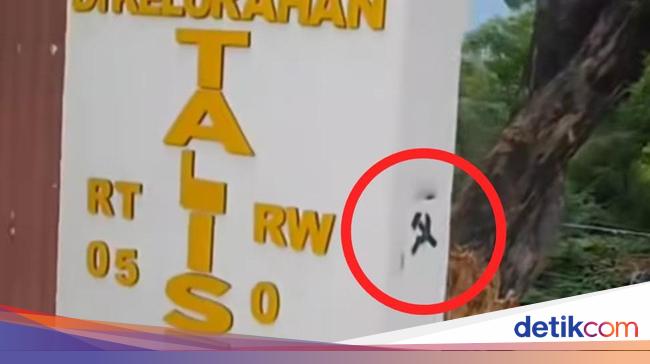 Logo Palu Arit Ditemukan di Gerbang Kelurahan Talise Palu, Polisi Selidiki