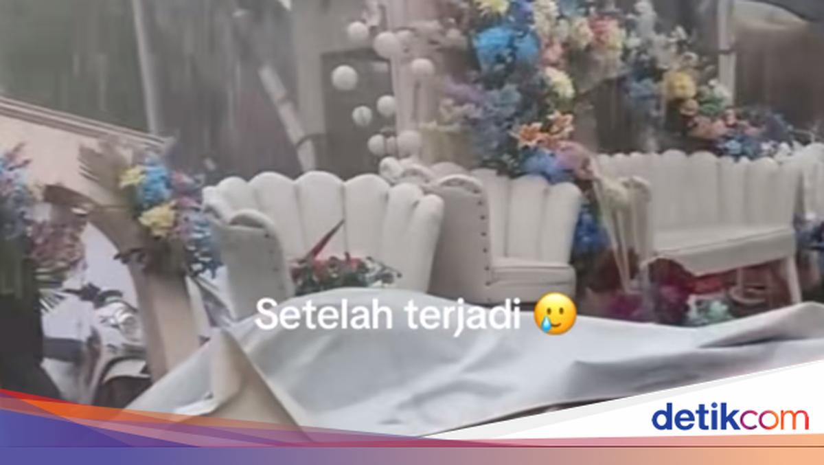 Viral Pernikahan di Pati Diterjang Badai: Dekorasi Rusak, Pengantin ...