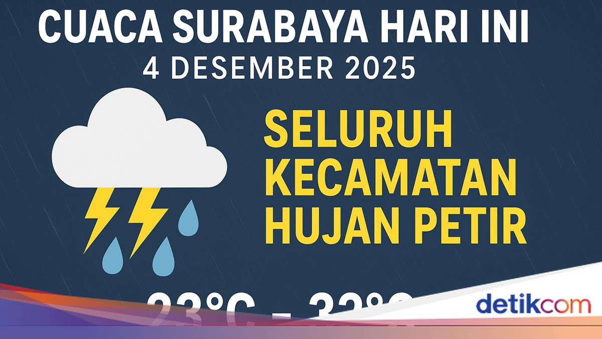 Cuaca Surabaya Hari Ini, Seluruh Kecamatan Hujan Petir