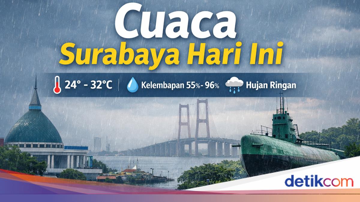 Cuaca Surabaya Hari Ini Didominasi Hujan Ringan