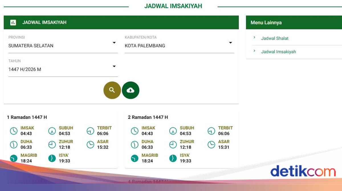 Jadwal Imsak di Palembang Ramadan 2026 Selama Sebulan Lengkap Link Unduh