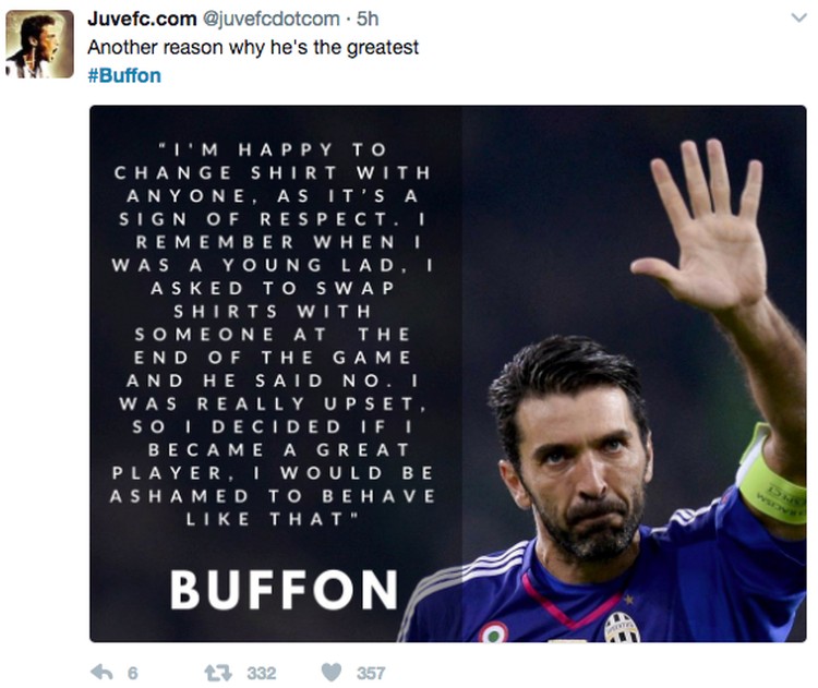 Netizen Banjiri Buffon dengan Pujian Netizen Banjiri Buffon dengan Pujian