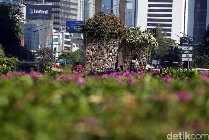 Usai Bambu Getah Getih, Bundaran HI Kini Dihias Taman Bunga